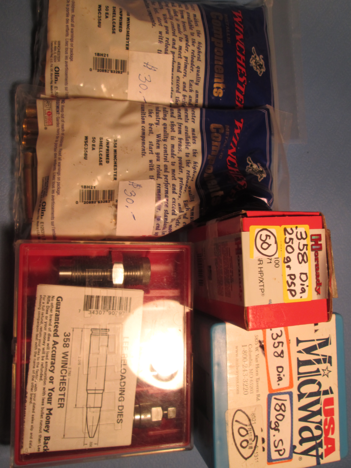 Several 358 Winchester New Lee Die Set W/ Crimping Die 100 New Cases ...