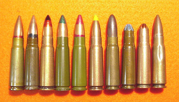 7.62X39 Rounds, set of 10 different