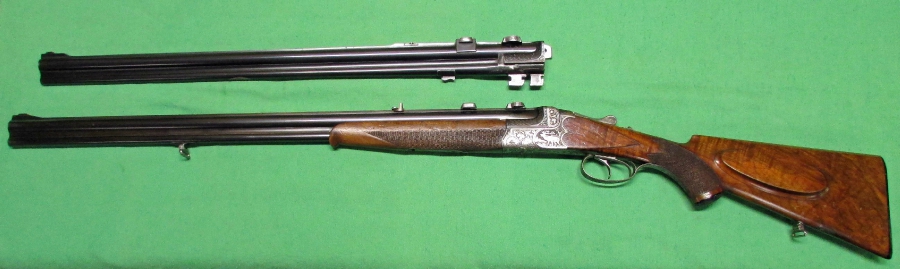 German Combination Shotgun/Rifle, 2 Barrels, Cased