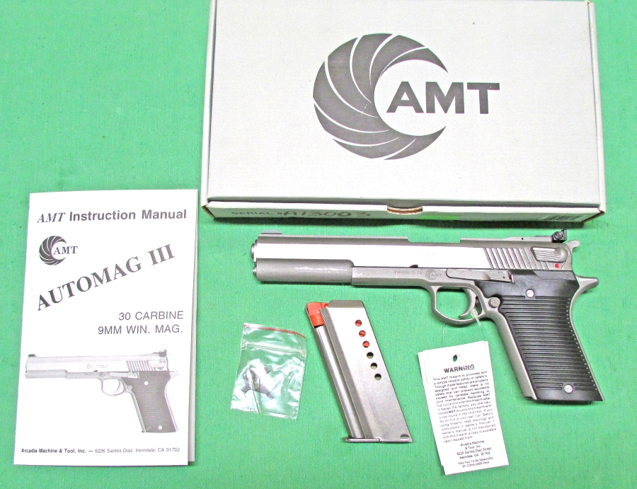 Amt Automag Iii Pistol, Stainless Steel, New In Box .30 Carbine For ...