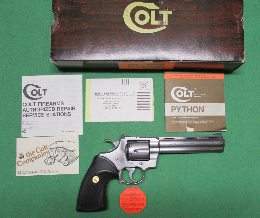 Colt Python Stainless, 6 Inch, Box And All Paperwork, Hang Tag, As New ...