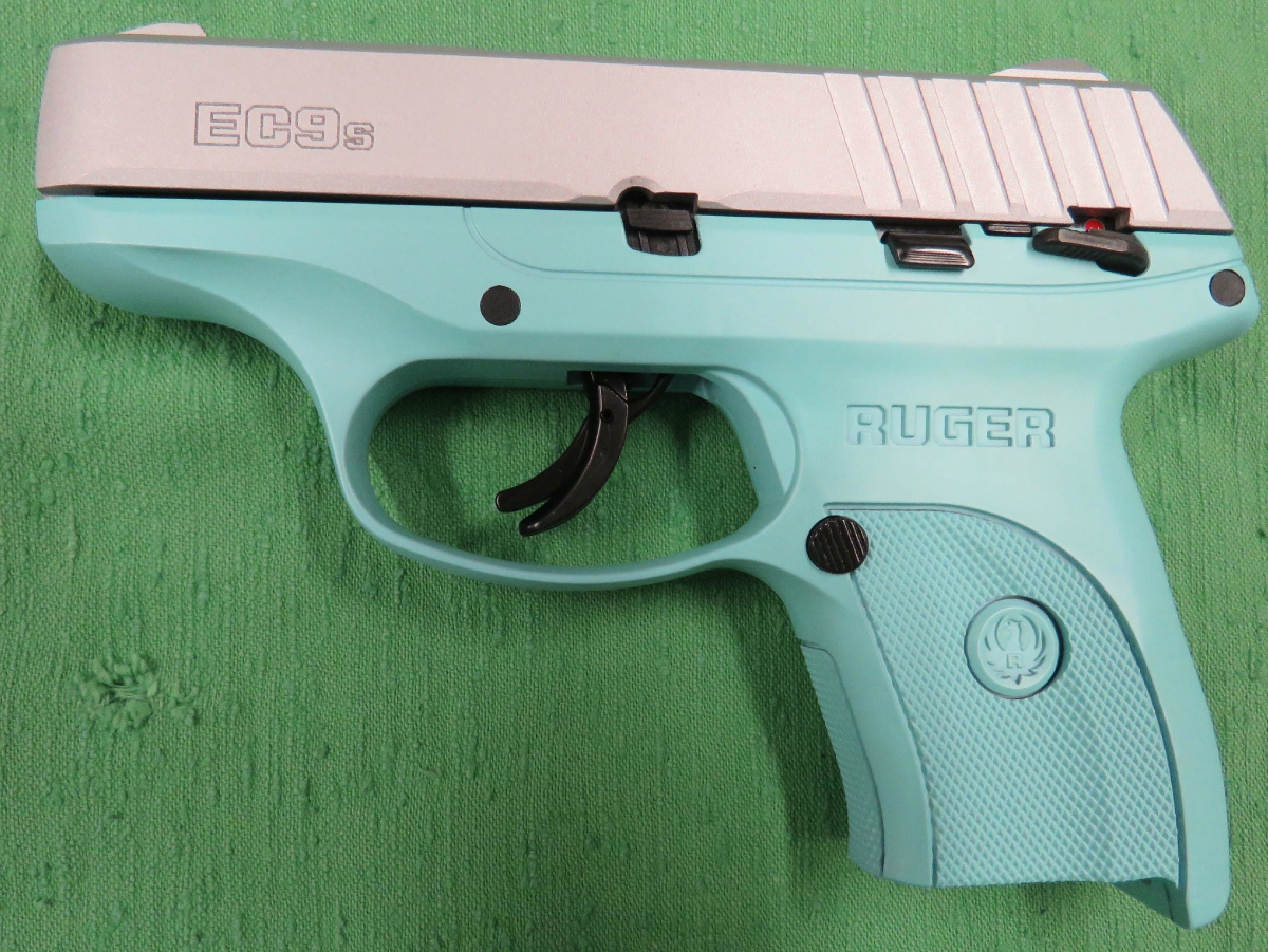 Ruger EC9S Pistol, Matte Aluminum Slide, Turquoise Frame, New In Box ...