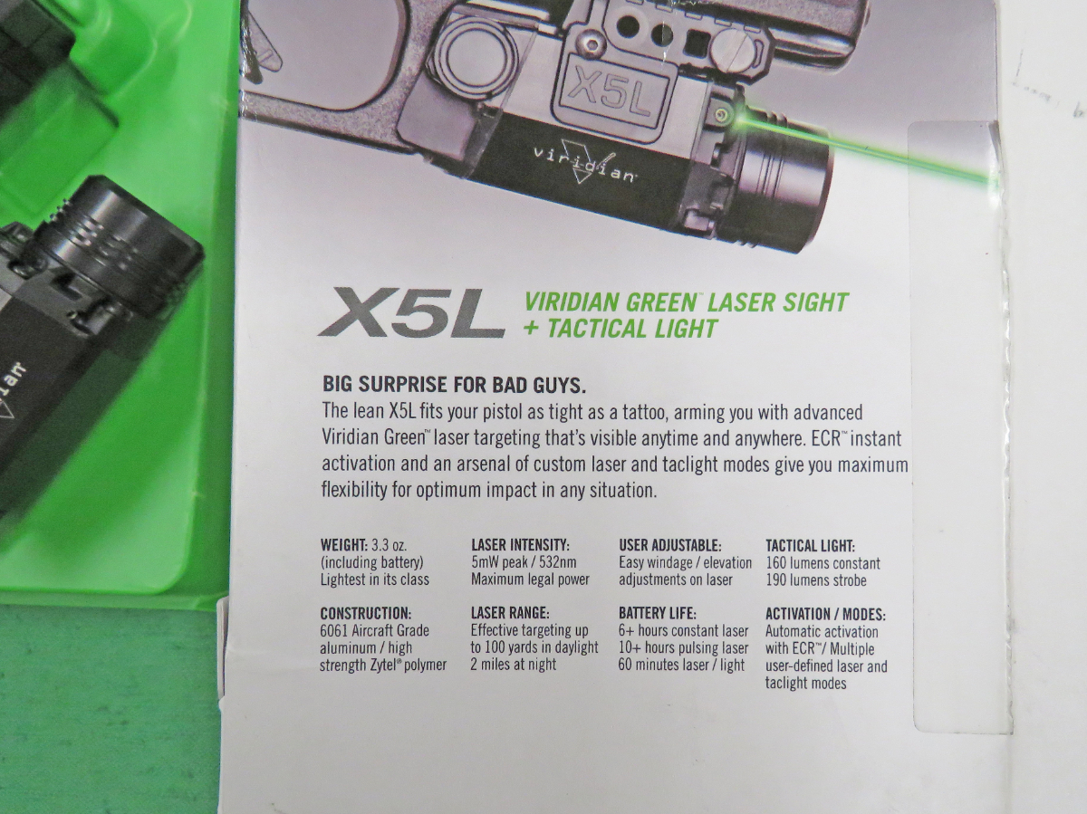 Viridian X5l Green Laser With Tactical Light, 1st Gen, New In Box N/A ...