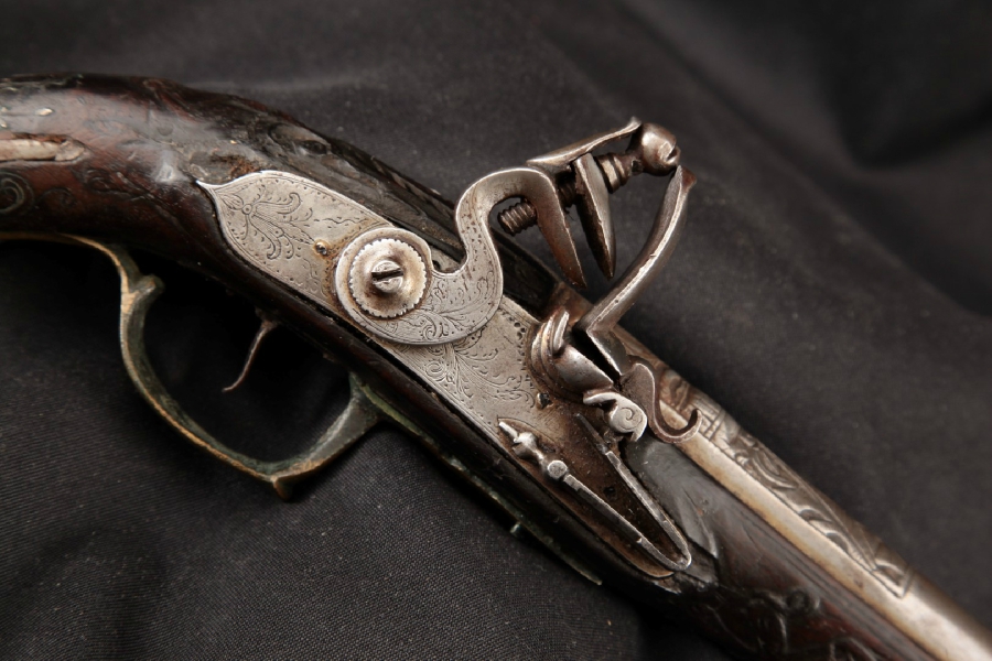 India / English Flintlock Trade Gun, Smoothbore Engraved / Inlay 9 ...