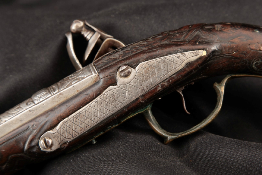 India / English Flintlock Trade Gun, Smoothbore Engraved / Inlay 9 ...