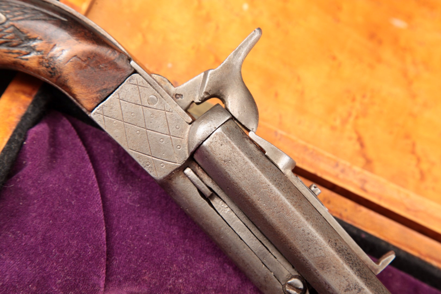 Spanish Pinfire Double Barreled Boot Pistols, Folding Triggers, In The ...