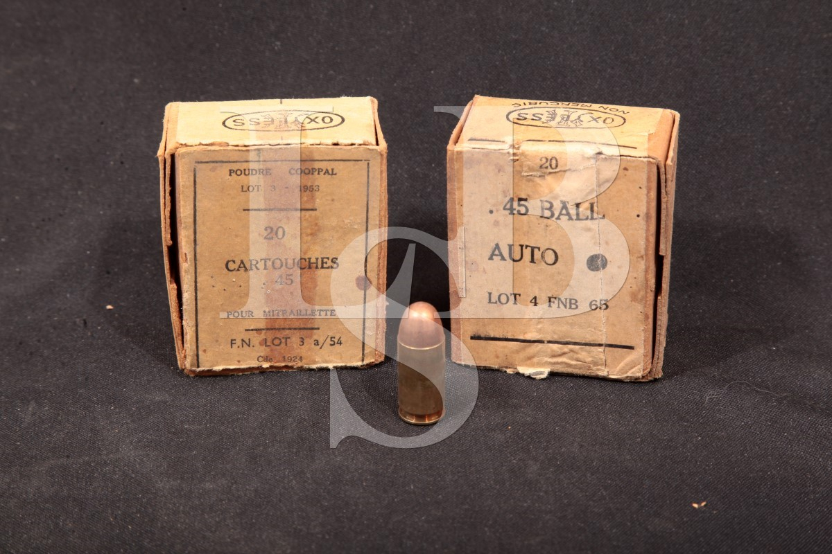 2x Boxes, 40 Rds. Fn Oxyless .45 Acp Ball Ammo, 1953, 1965 .45 Acp For ...