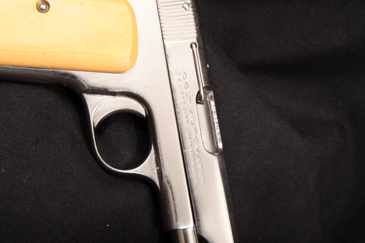 Colt Model 1908 M1908 Pocket Hammerless, Nickel 3 3/4" Single Action ...