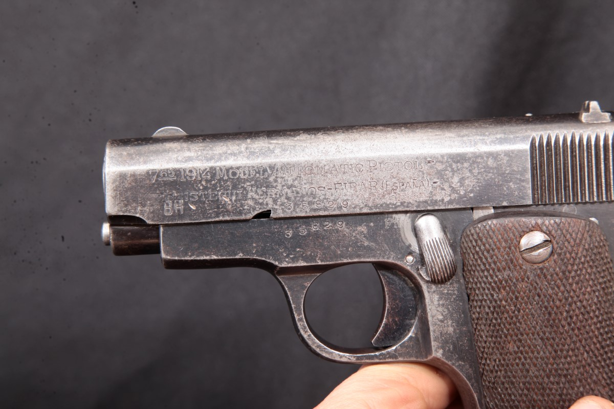 French Army Marked Beistegui Hermanos Model 1914 Ruby, Blue 3 3/8 Sa ...