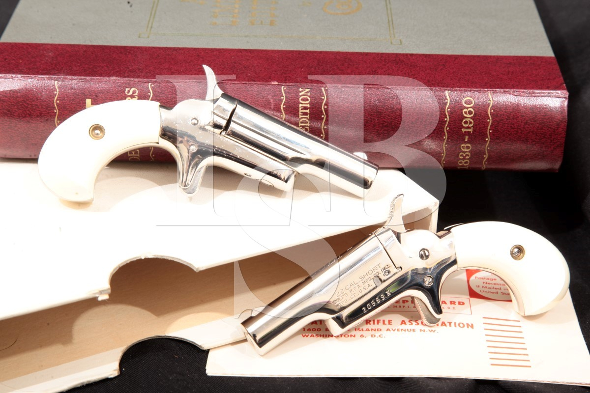 Colt Limited Edition Bookcase Pair 4th Model Derringers, Nickel 2 3/8 ...