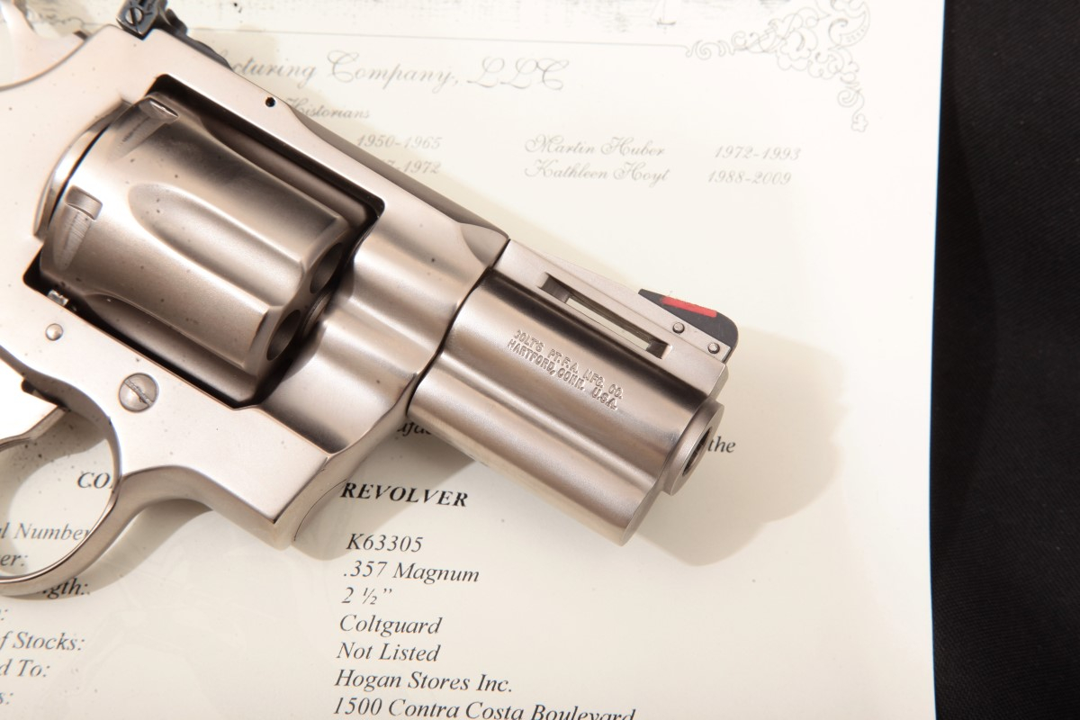 Colt Model Python, Guard Electroless Nickel 2 1/2" 6-Shot Sa/Da Double Action Revolver & Letter ...