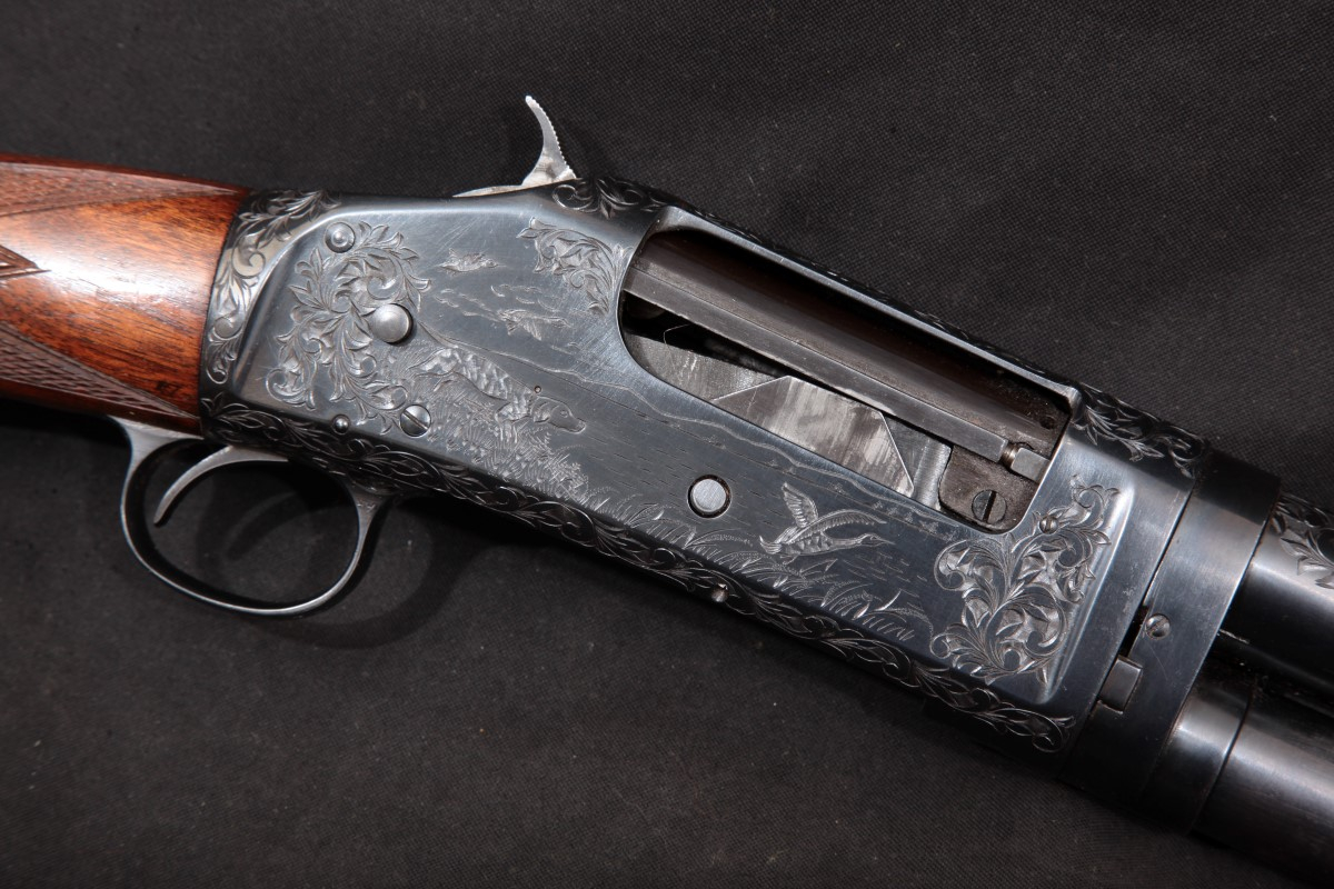 Winchester Custom Engraved Model 1897 97 M97 Takedown, Blue 30" Pump ...