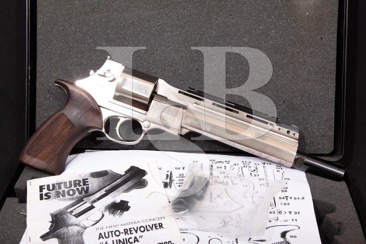 Mateba Model 6 Unica Hunter Autorevolver, Nickel 8 3/8" Compensated ...