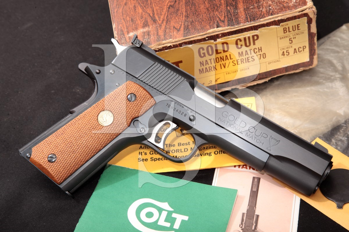 Colt Mk Iv Mkiv Series `70 Gold Cup National Match, Blue 5" Sa Semi-Automatic Pistol & Box, Mfd ...