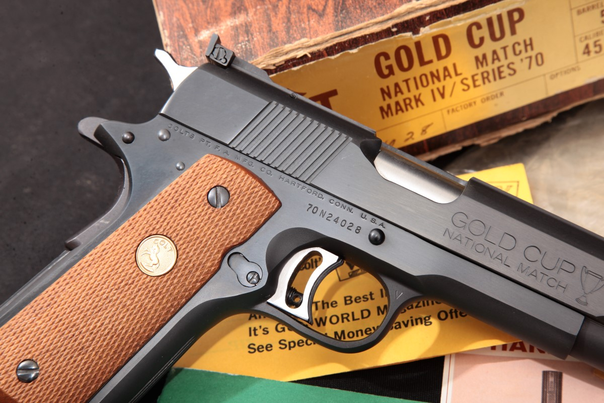 Colt Mk Iv Mkiv Series `70 Gold Cup National Match, Blue 5" Sa Semi-Automatic Pistol & Box, Mfd ...