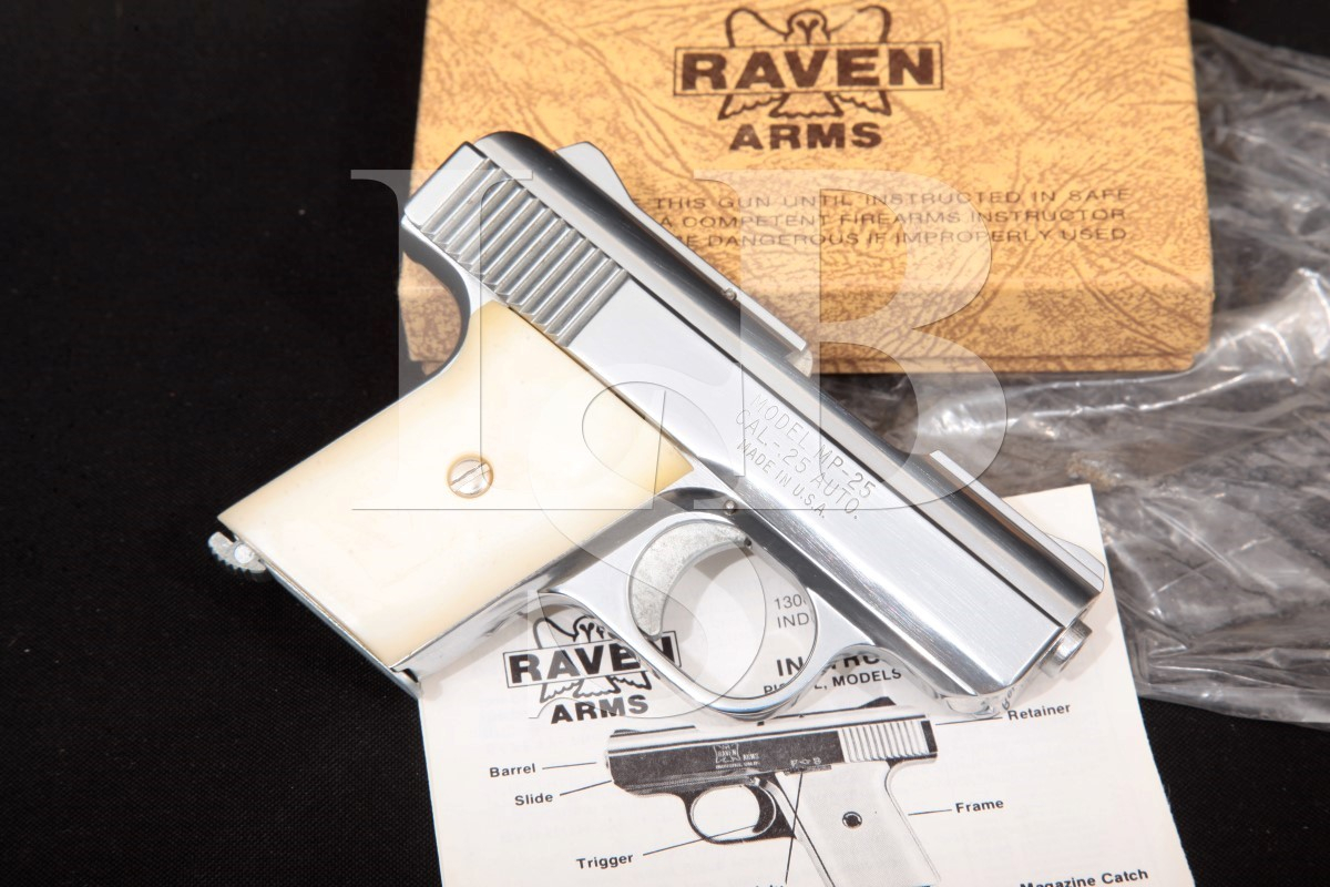 Raven Arms Model P-25, Nickel 2 1/2" Blowback Semi-Automatic Pistol ...