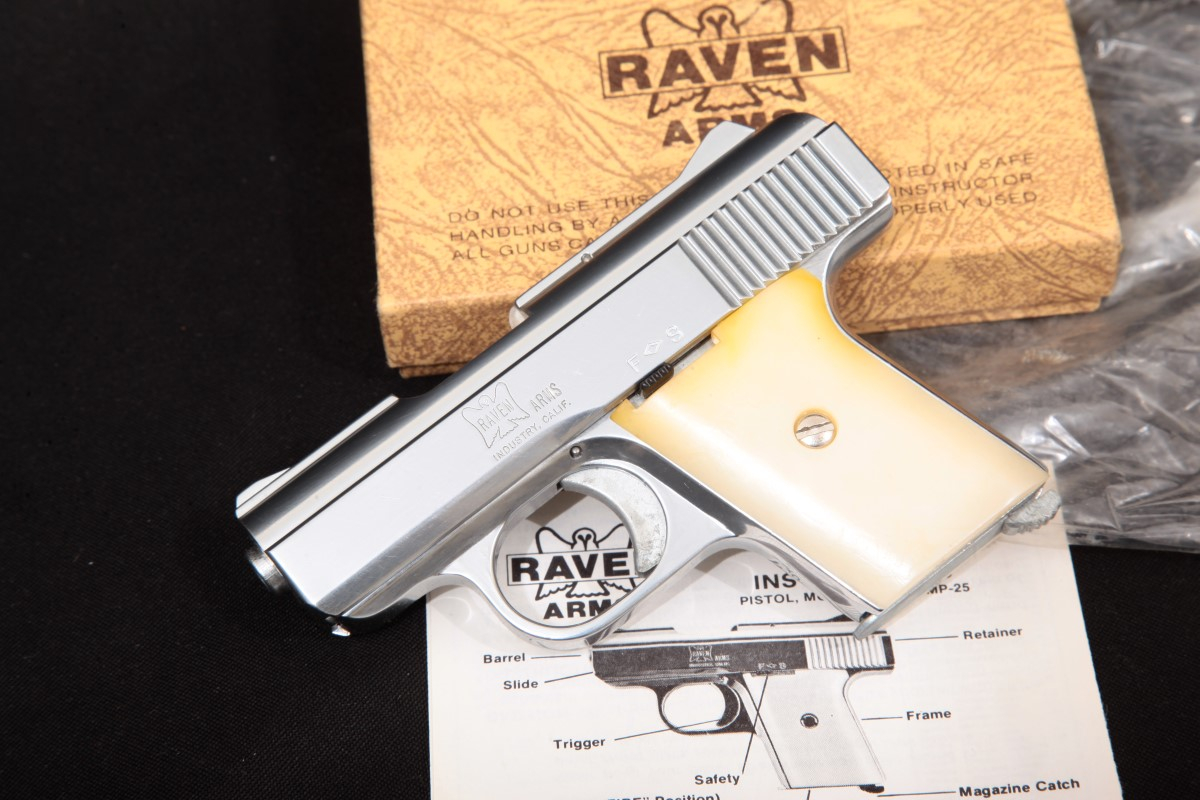 Raven Arms Model P-25, Nickel 2 1/2" Blowback Semi-Automatic Pistol ...