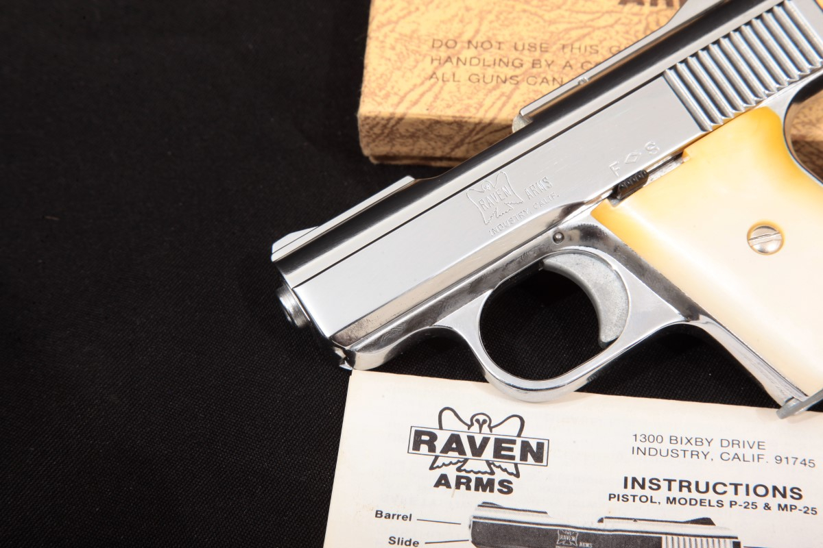 Raven Arms Model P-25, Nickel 2 1/2" Blowback Semi-Automatic Pistol In ...