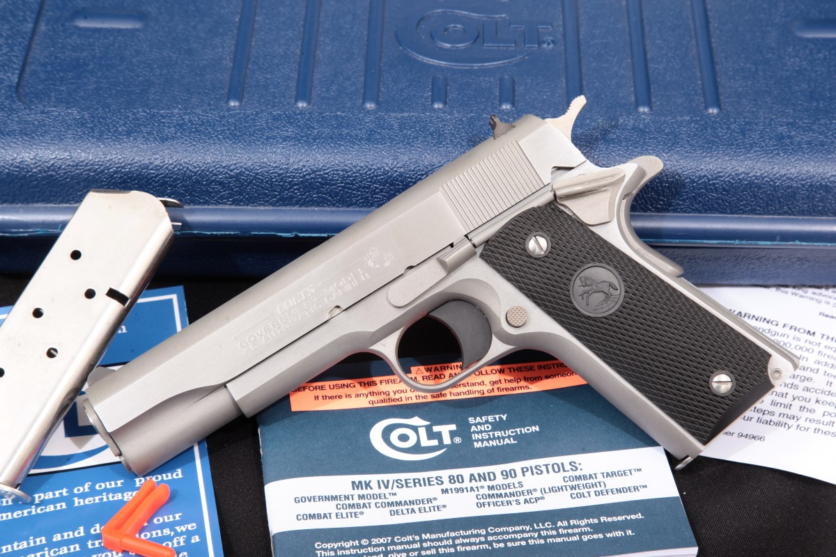 Colt Government Model 1911 Series 80, Stainless 5" Sa Single-Action ...