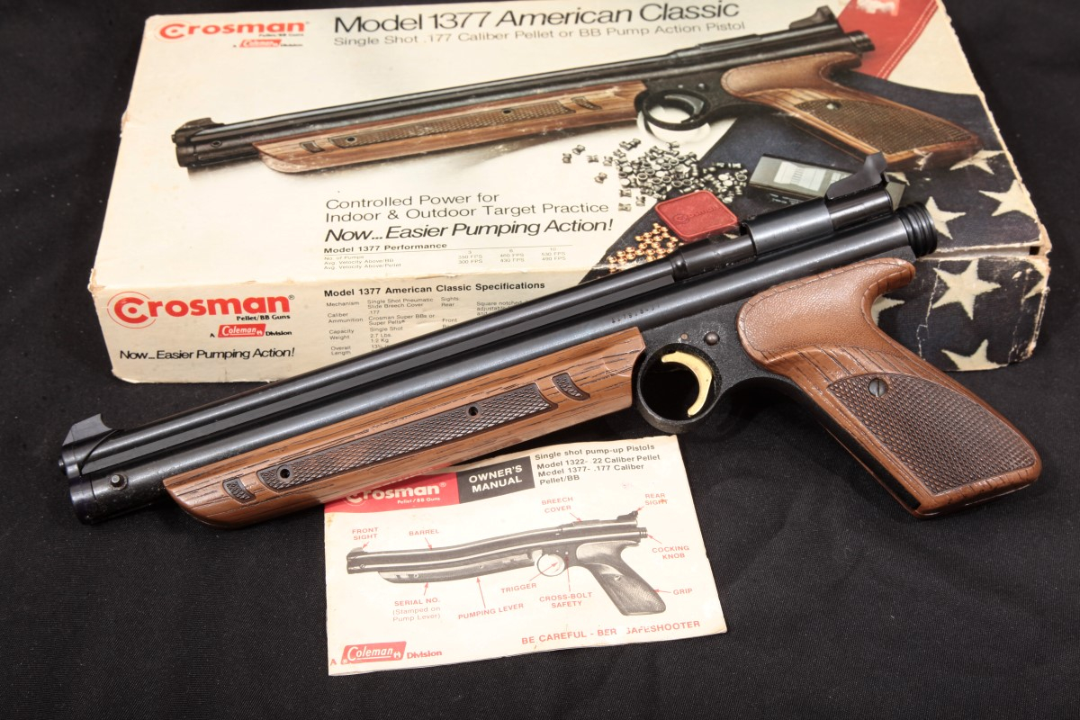 Crosman 1377 American Classic, Blue 10" Single Shot Pump Action .177 ...