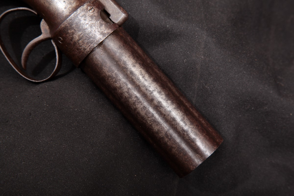 Allen & Wheelock Bar Hammer 6 Barreled Pepperbox With Bag Shaped Grip ...