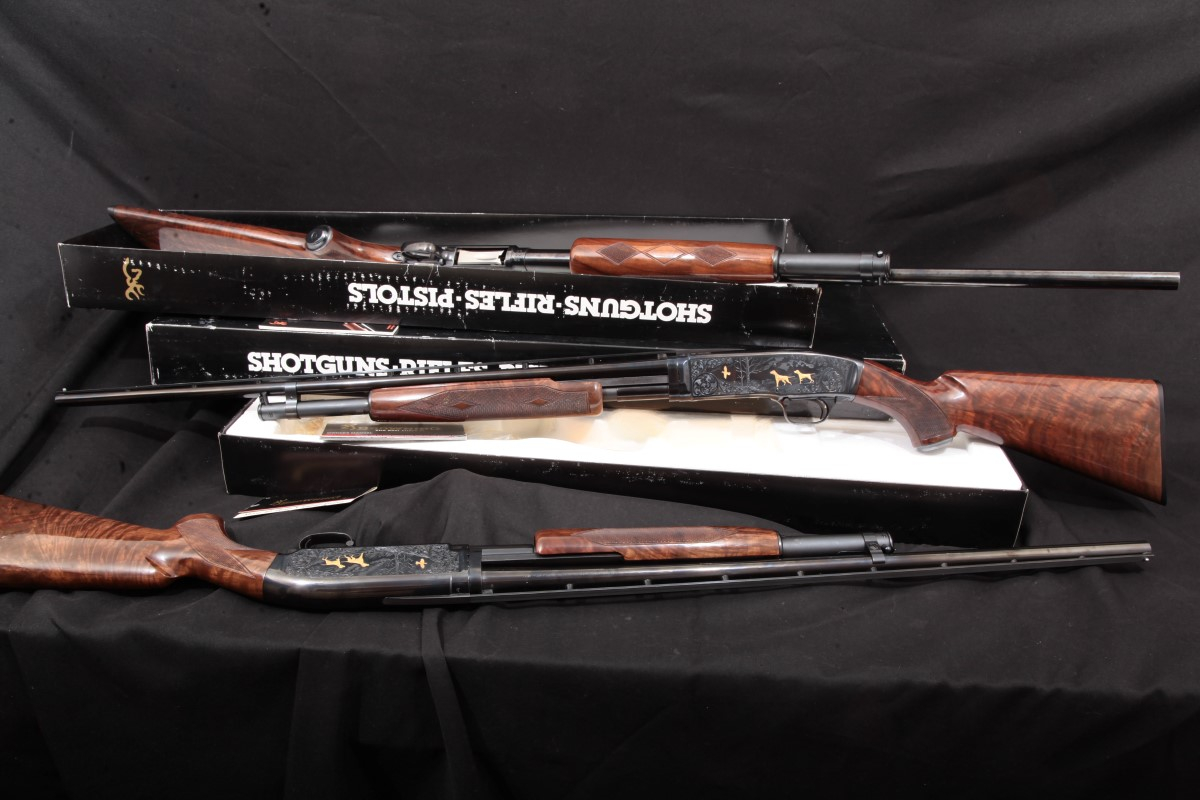 Browning Model 12 & 42 Grade V Matching Serial Numbers Three Gun Set ...