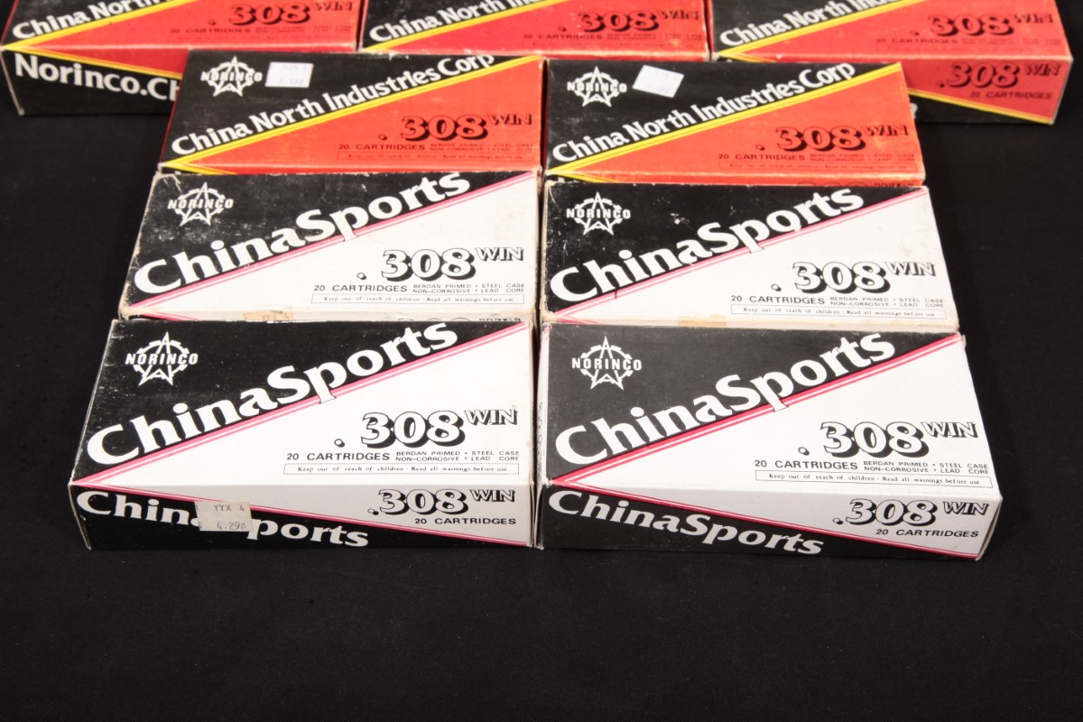 180x .308 Win. Norinco Copper Washed Ammunition 147 Grain Fmj Steel ...