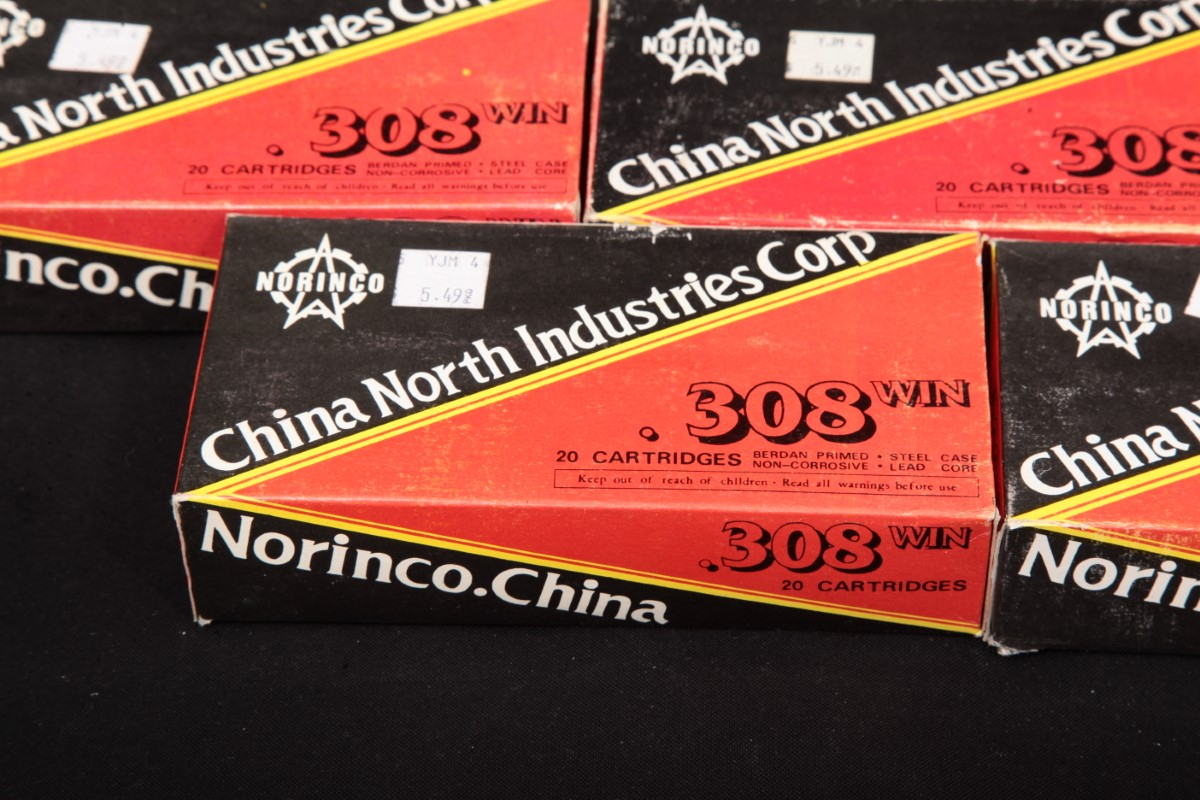 180x .308 Win. Norinco Copper Washed Ammunition 147 Grain Fmj Steel ...