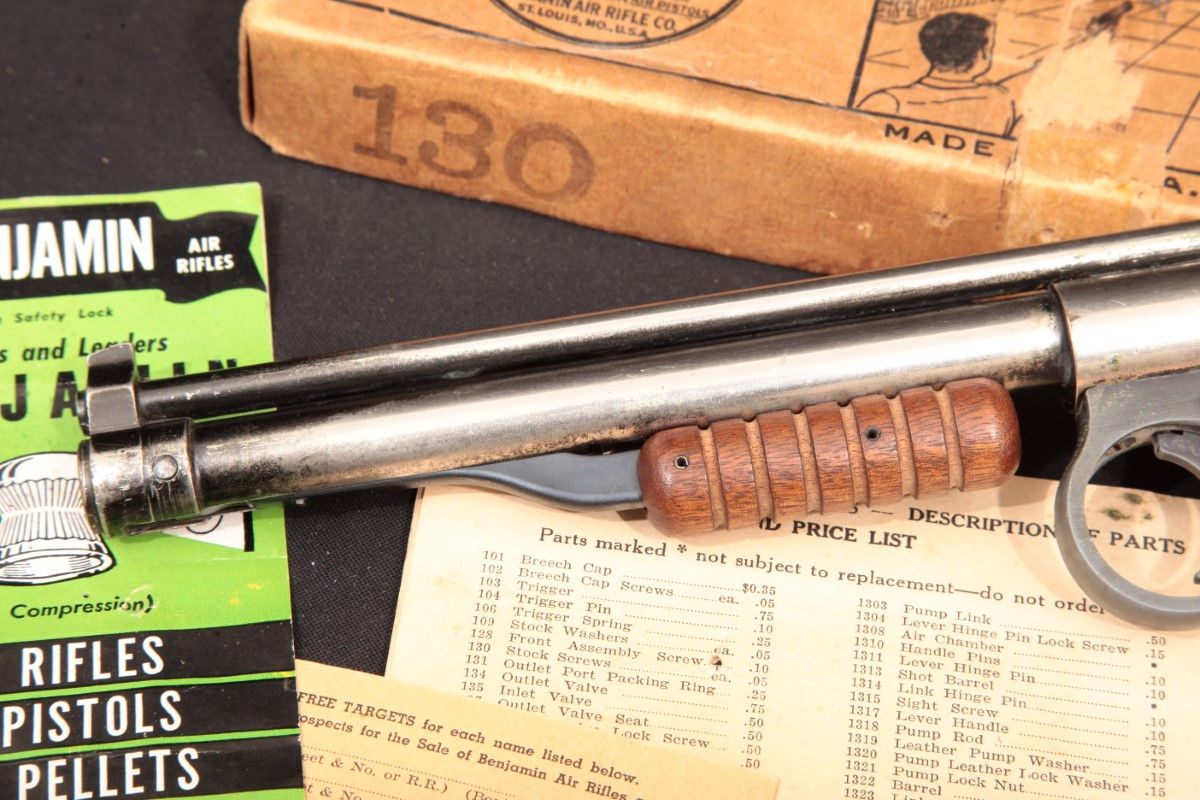 Vintage Pre-1957 Benjamin Model 130 Target Air Pistol & Box .177 ...
