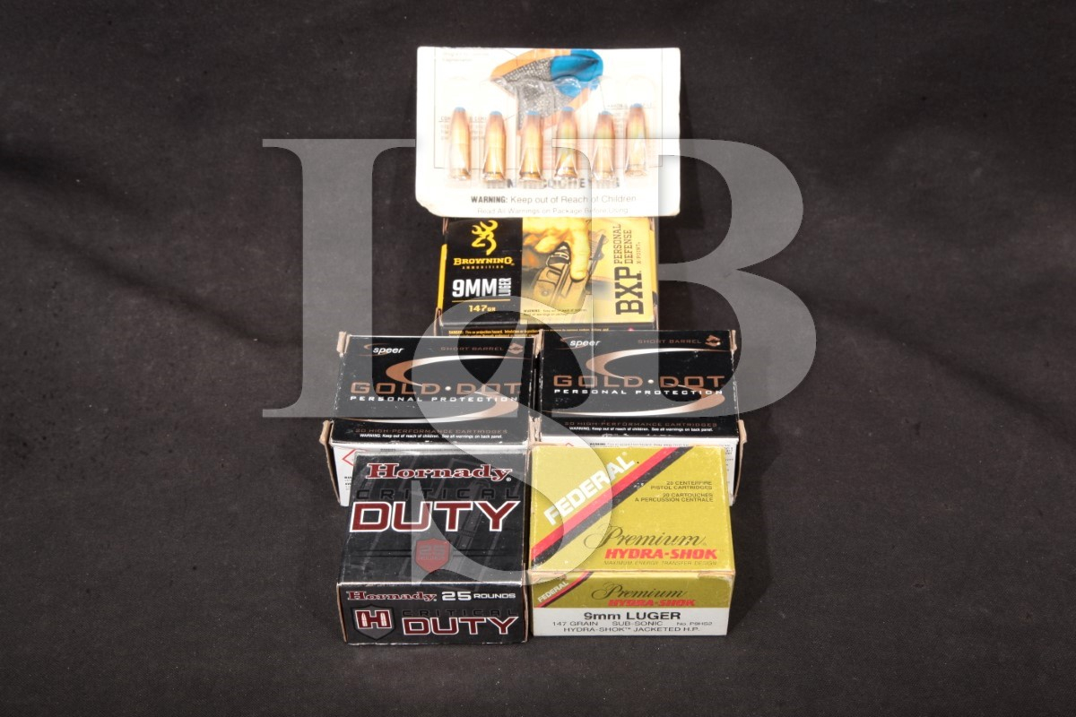 101x 9mm Luger Hornady, Fed, Browning, Speer, Glaser Ammunition Mixed ...