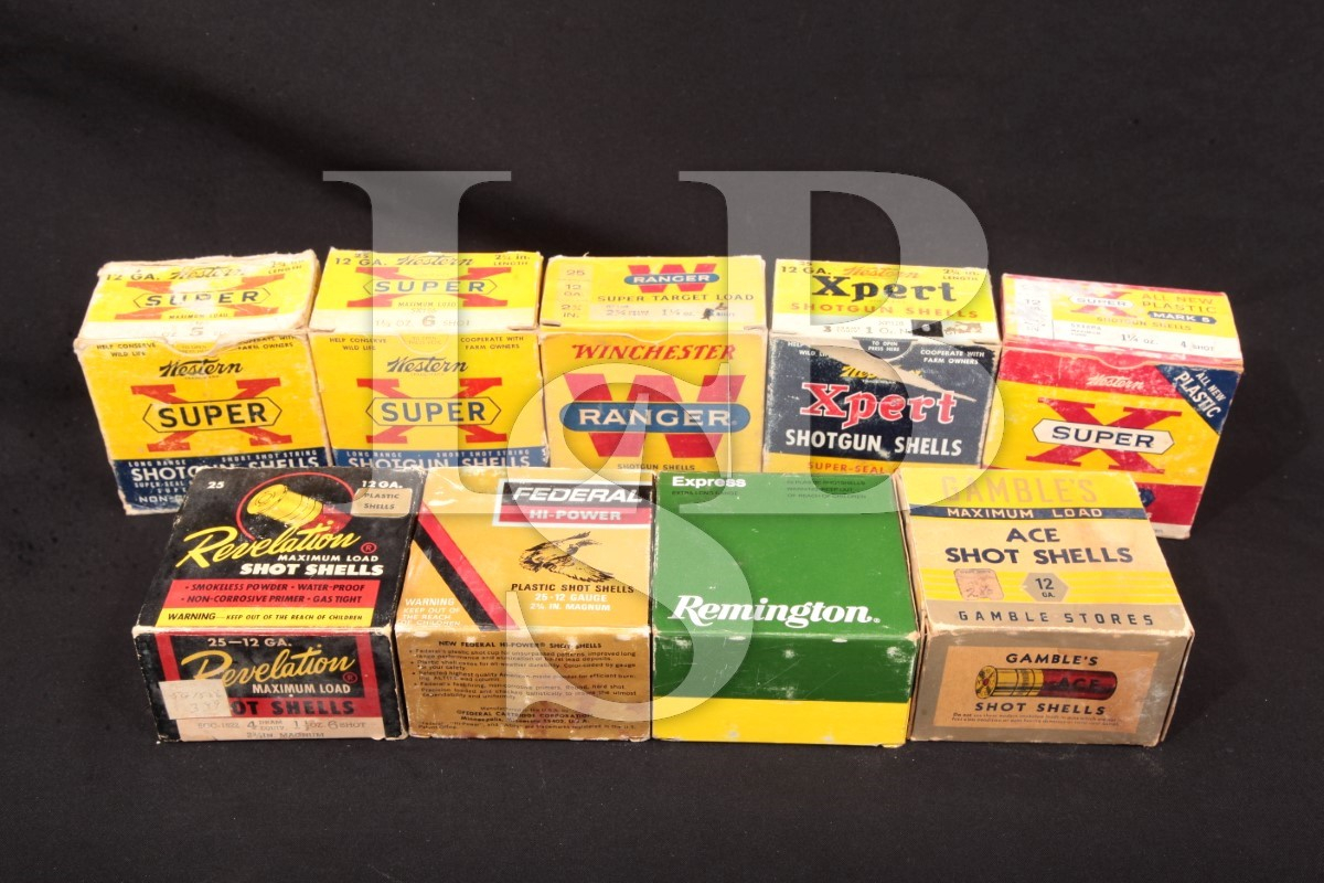 190x 12 Gauge Vintage Ammunition Mixed Western, Fed, Rem, Revelation ...