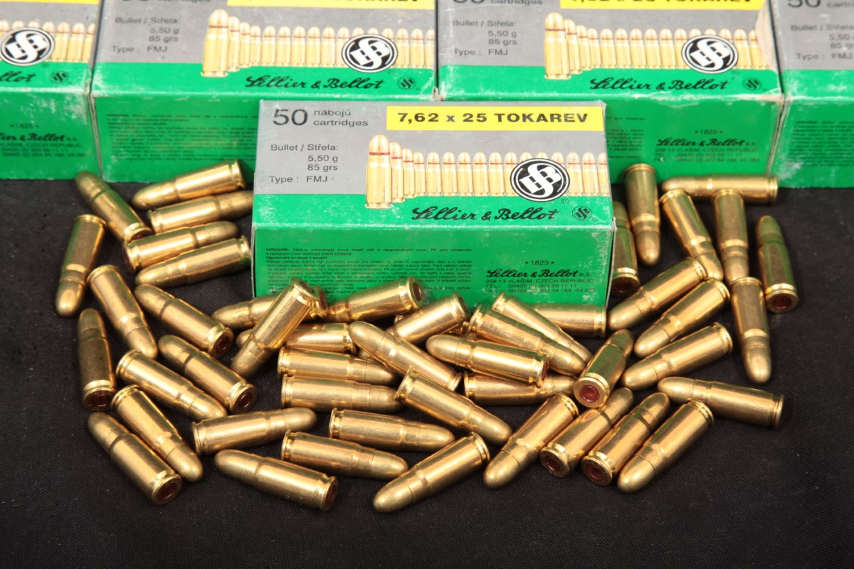 900x 7.62x25mm Tokarev Ammunition Sellier &Bellot 85 Grain FMJ Bullets ...
