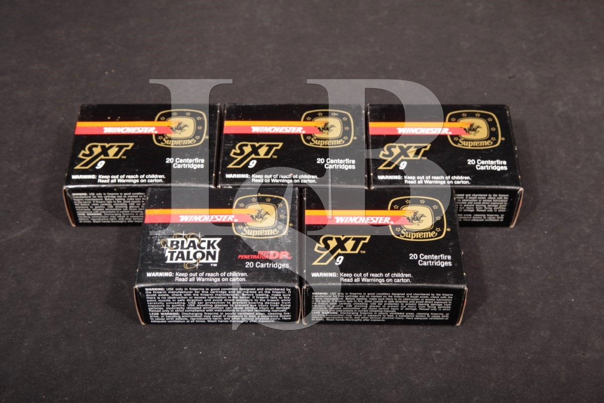 100x 9mm Luger Self Defense Ammunition Winchester Black Talons & Stx ...