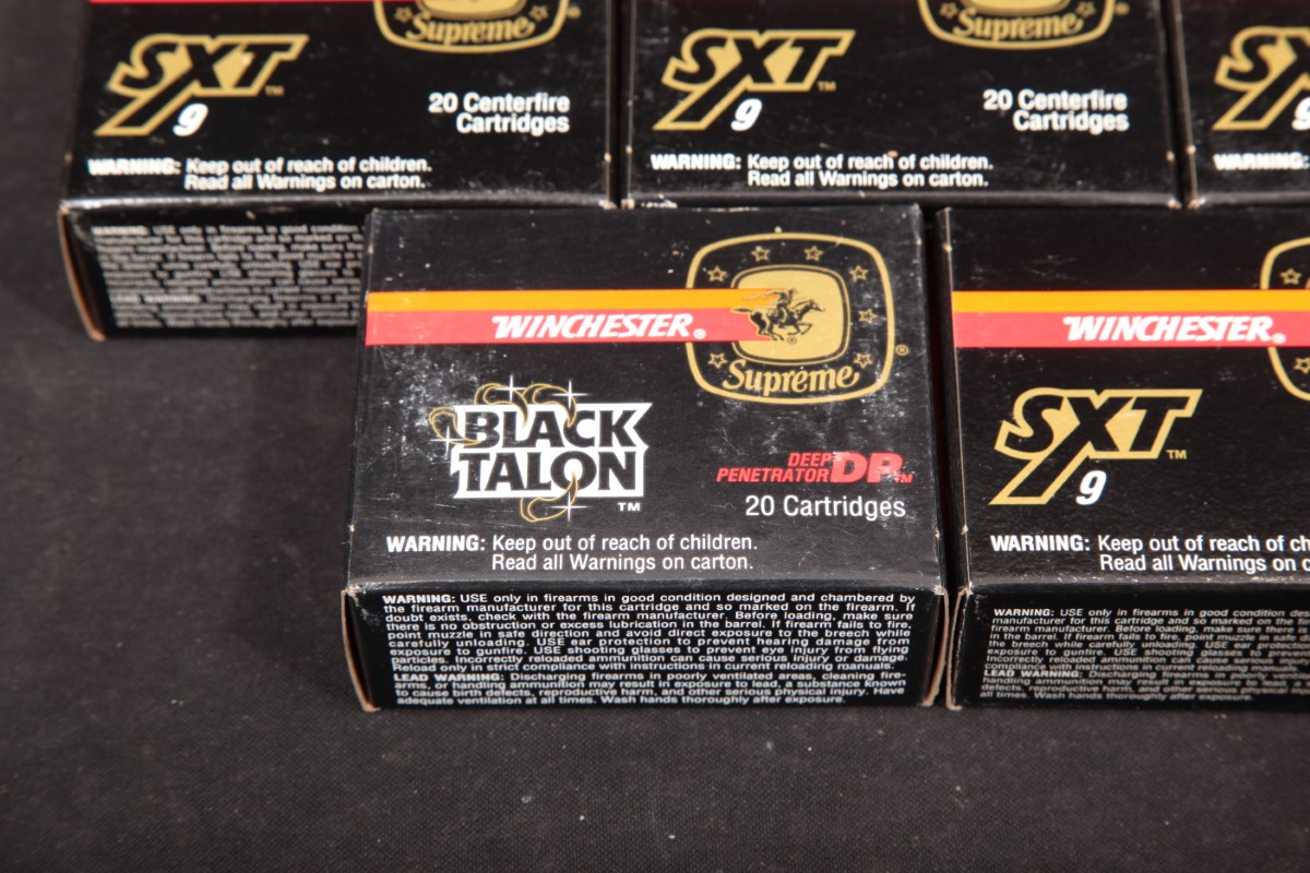 100x 9mm Luger Self Defense Ammunition Winchester Black Talons & Stx ...