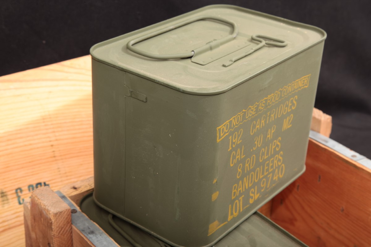 384x .30 M2 Ap Us Military Ammunition In 2x Sealed Ammo Cans On Clips W ...