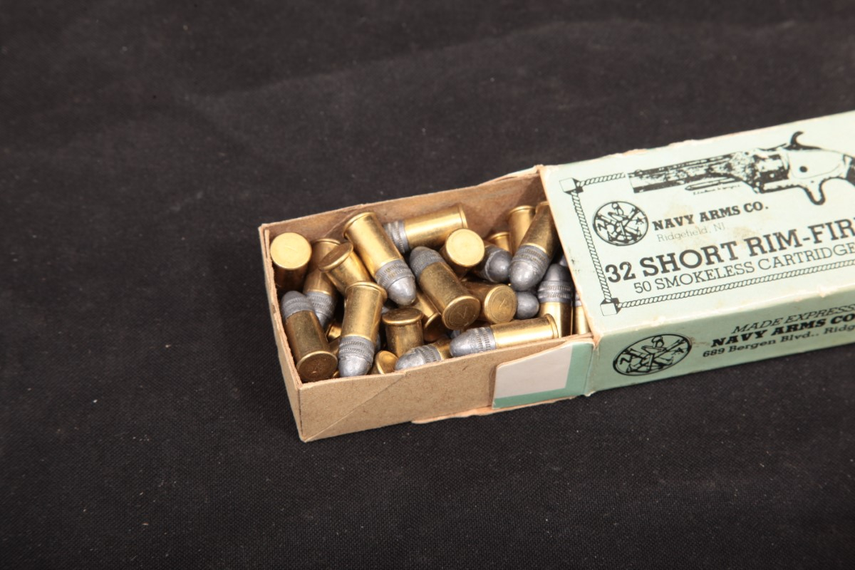 35x .32 Short Rim-Fire Smokeless Ammunition Navy Arms Lead RN Bullets ...