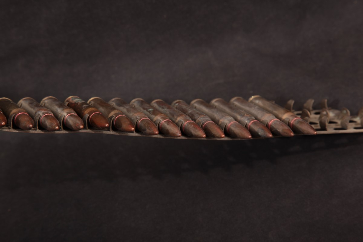 19x 7.7mm Jap WWII Ammunition 0n Hotchkiss Feed Strip For Type 92 ...