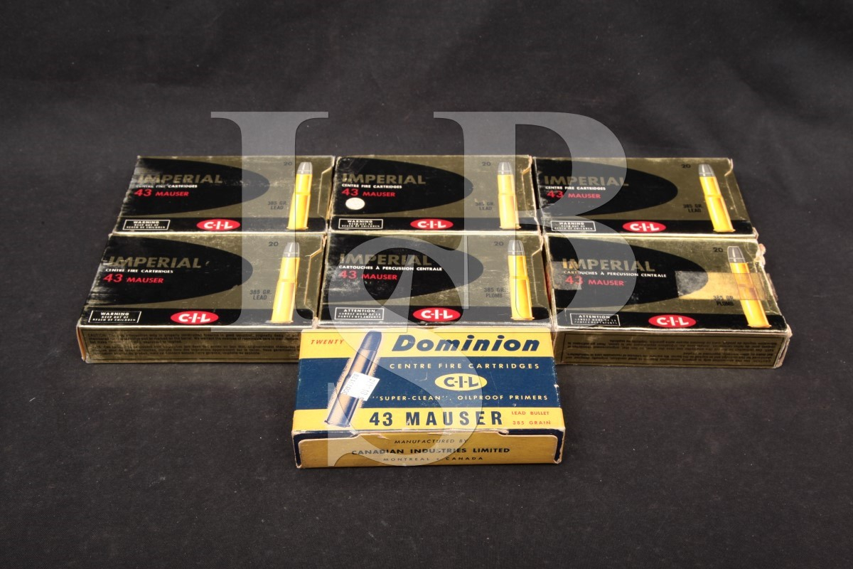 Imperial 107x .43 Mauser Ammunition Dominion 385 Grain Lead FP Bullets ...