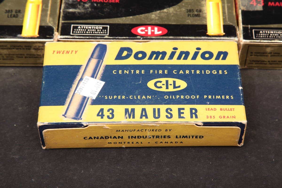 Imperial 107x .43 Mauser Ammunition Dominion 385 Grain Lead Fp Bullets ...