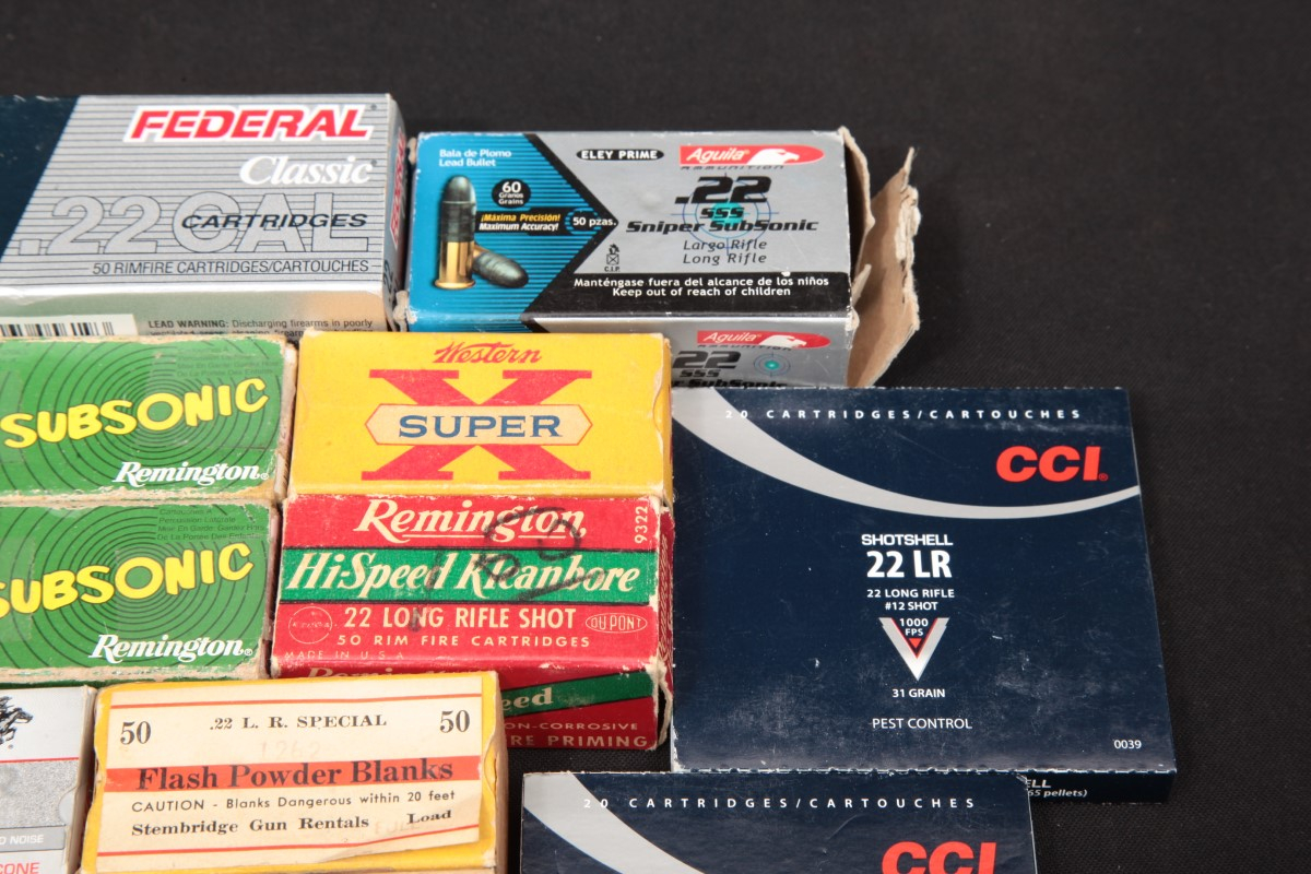 Pictures: 959x .22 Long Rifle Mixed Sub Sonic, Shot, & Blanks Rem, Win ...