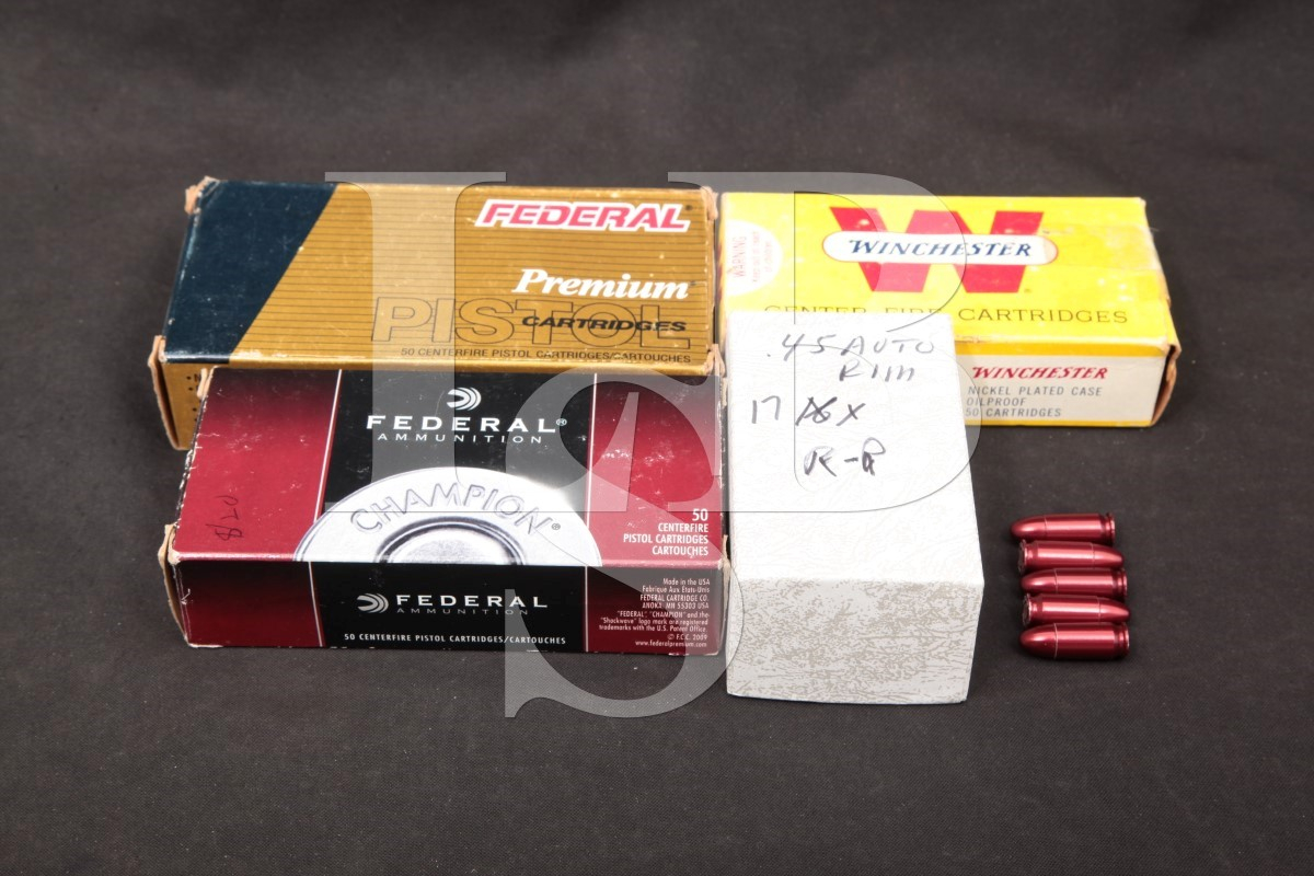 152x Mixed Lot Ammunition 9mm Luger, .45 Acp, .45 Auto Rim Win, Fed ...