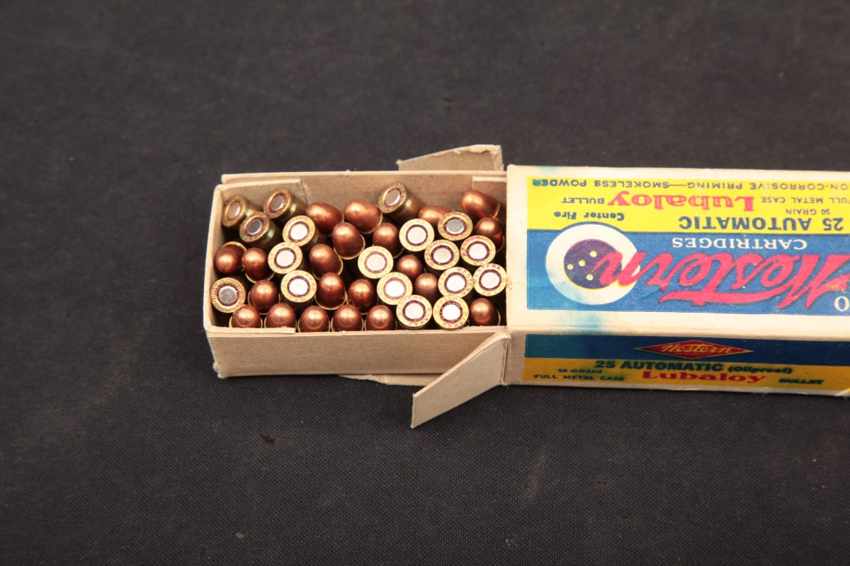 41x .25 Automatic Vintage Western Ammunition In Original Box 1940`S 50 ...
