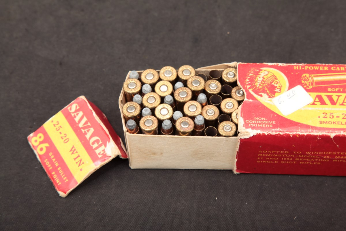 24x .25-20 Win. Vintage Savage Ammunition In Original Box 86 Grain Jsp ...