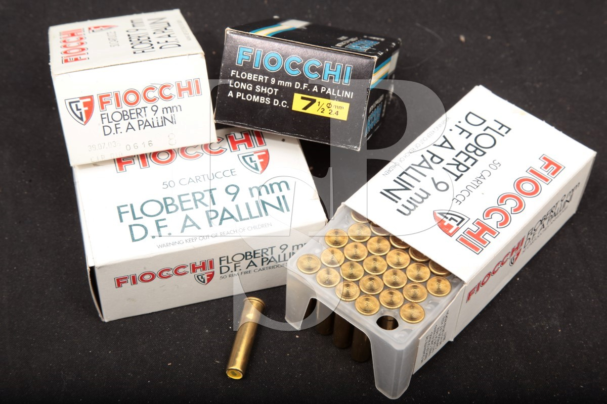 200x 9mm Flobert Ammunition Fiocchi Brass Rimfire Shot Shells # 7 1/2 ...
