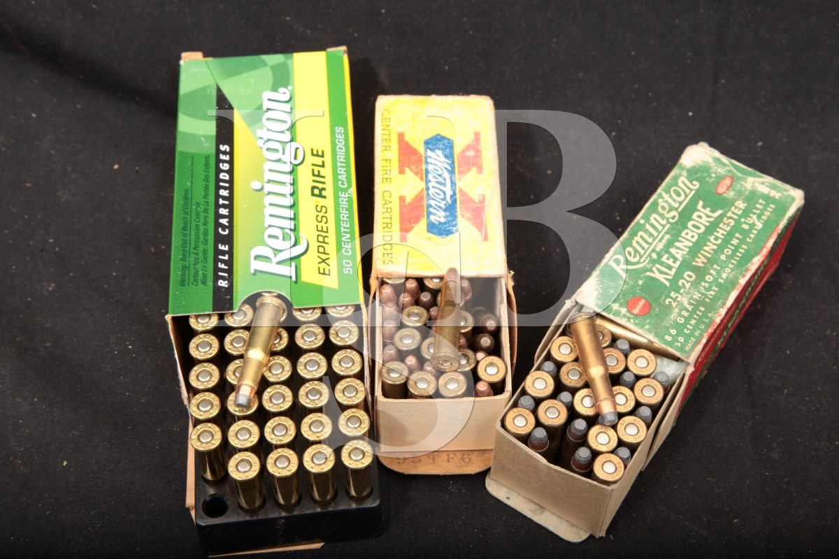 Mixed 139x .25-20 Win. Ammunition Vintage Rem. Kleanbore, Rem. Express ...