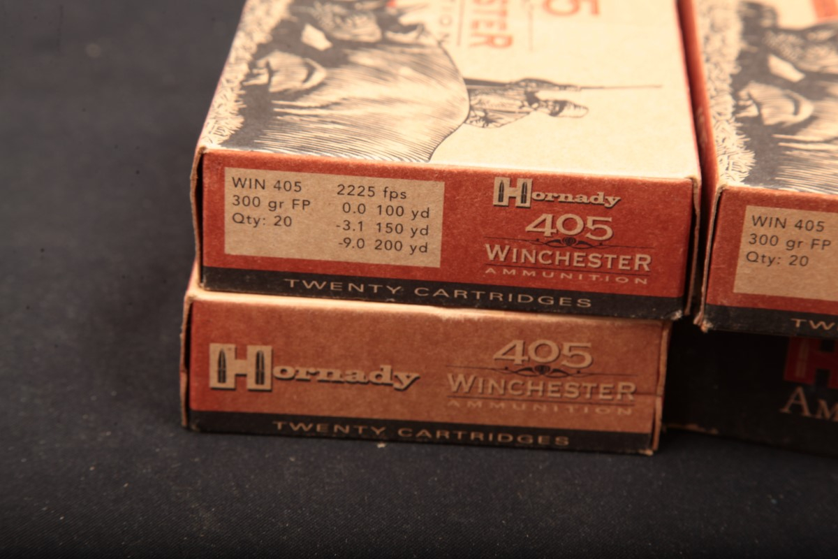 80x .405 Win. Ammunition Vintage Roosevelt & J. W. Hornady Boxes 300 ...