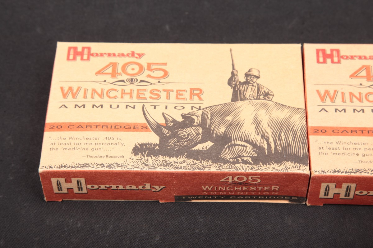 60x .405 Win. Ammunition Vintage Roosevelt & J. W. Hornady Boxes 300 ...