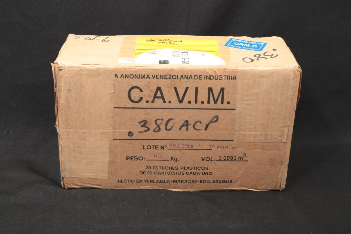 Cavim 1000x .380 Auto Ammunition Venezuelan 93 Grain Fmj Bullets 20x ...