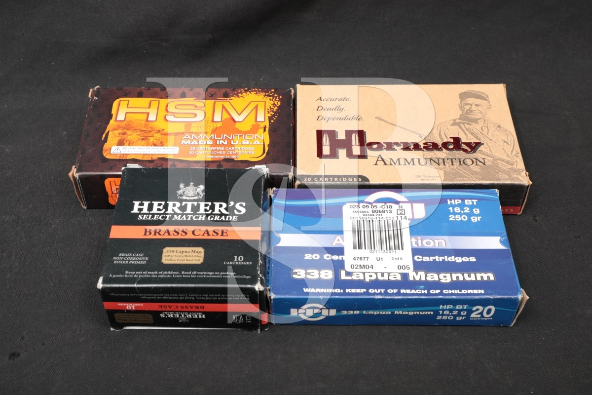 Mixed 70x .338 Lapua Mag. Ammunition Hornady, Ppu, Herter`S, Hsm 230 ...
