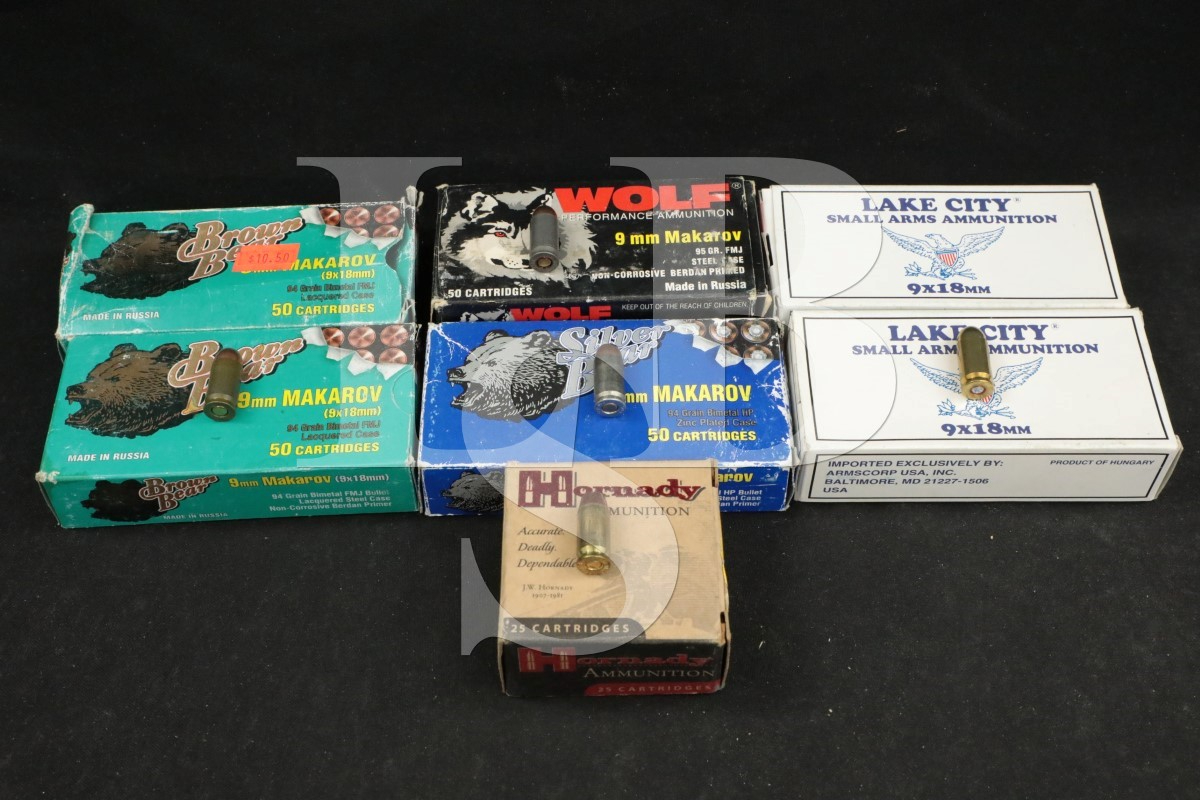 Mixed 266x 9mm Makarov Ammunition Lc, Hornady, Wolf, Brown & Silver ...